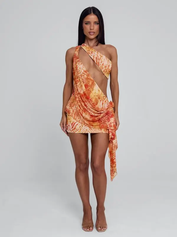 OUTCAST Miana Mini Dress Calile - Orange/print