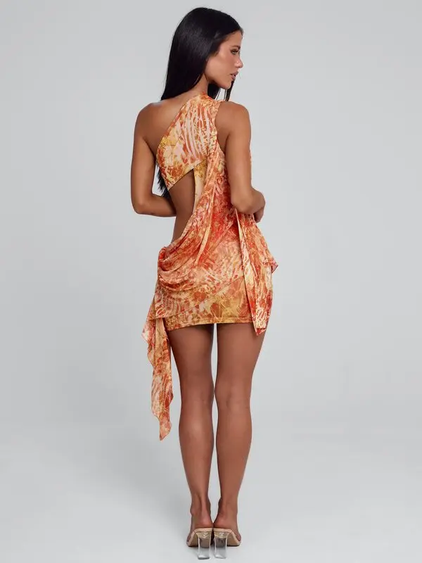 OUTCAST Miana Mini Dress Calile - Orange/print
