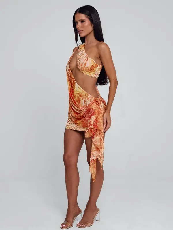 OUTCAST Miana Mini Dress Calile - Orange/print