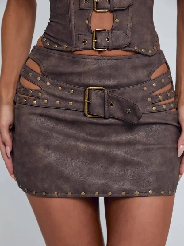 OUTCAST Rodeo Mini Skirt - Brown