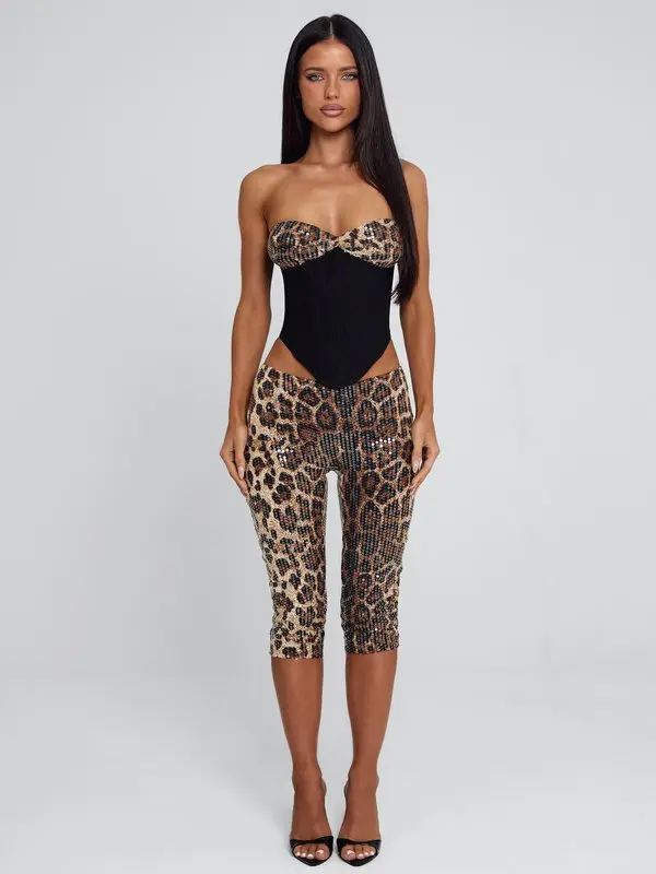 OUTCAST Eira Leopard Sequin Top