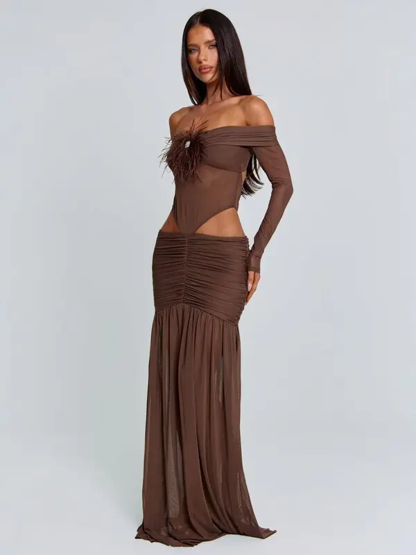 OUTCAST Angelae Maxi Dress - Brown