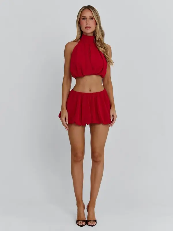 OUTCAST Anahi Halter Top - Red