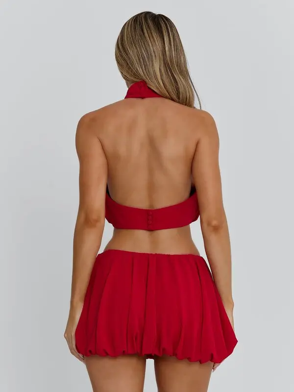 OUTCAST Anahi Halter Top - Red
