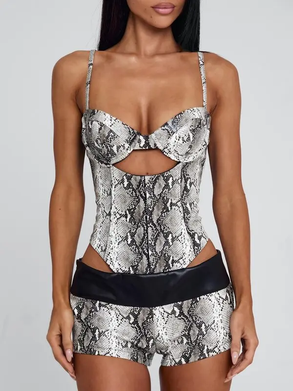 OUTCAST Aureza Snake Print Playsuit
