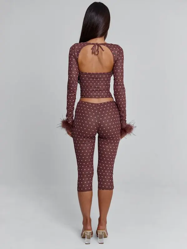 OUTCAST Mahria Polka Dot Capri - Brown
