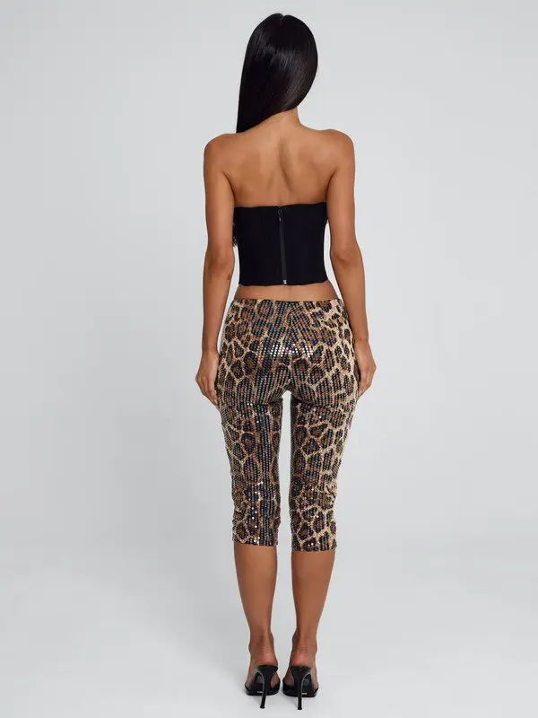 OUTCAST Eira Leopard Sequin Capri Pants