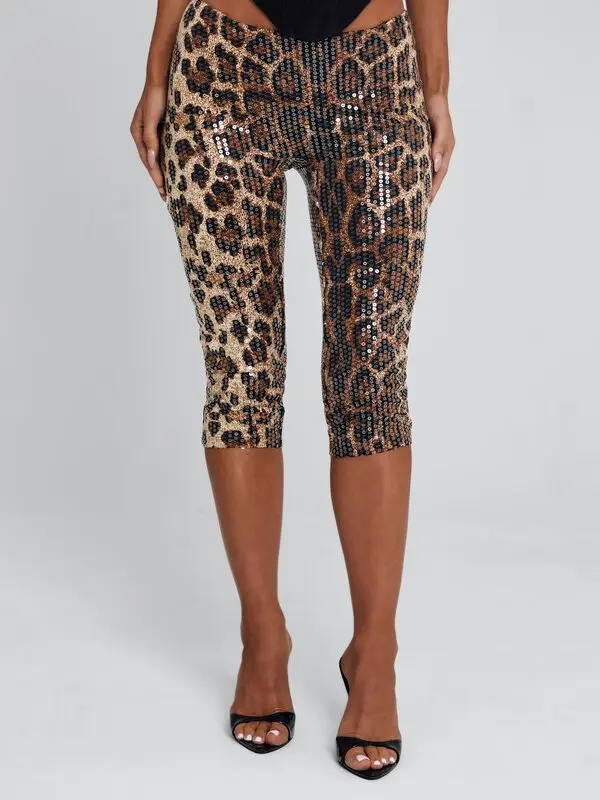 OUTCAST Eira Leopard Sequin Capri Pants