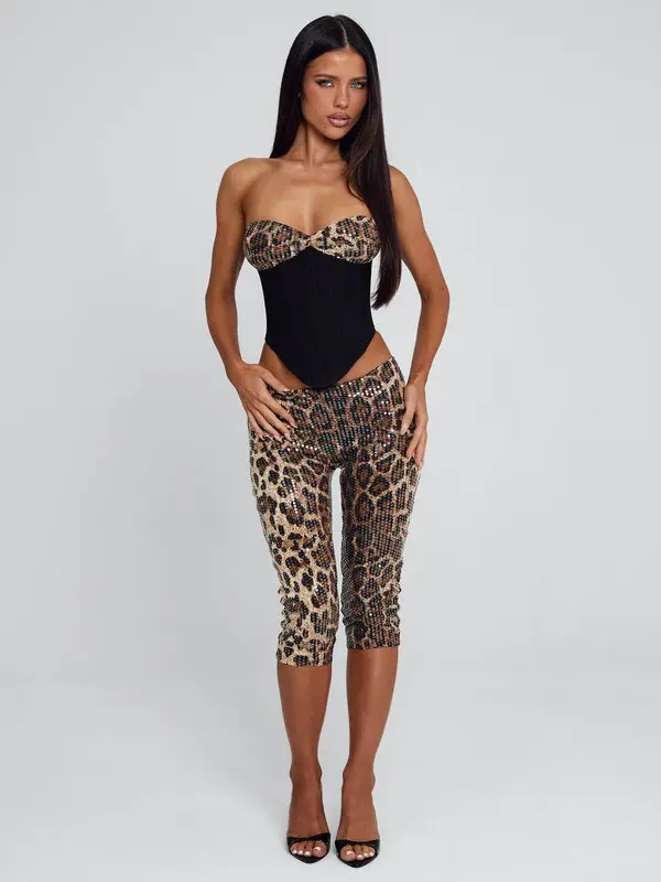 OUTCAST Eira Leopard Sequin Capri Pants