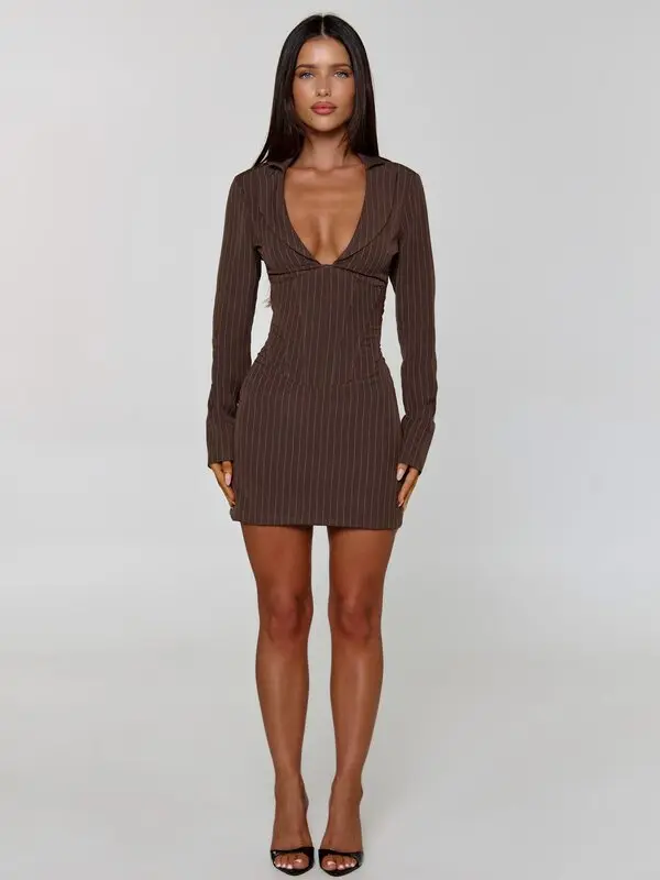 OUTCAST Kessia Mini Dress Pinstripe