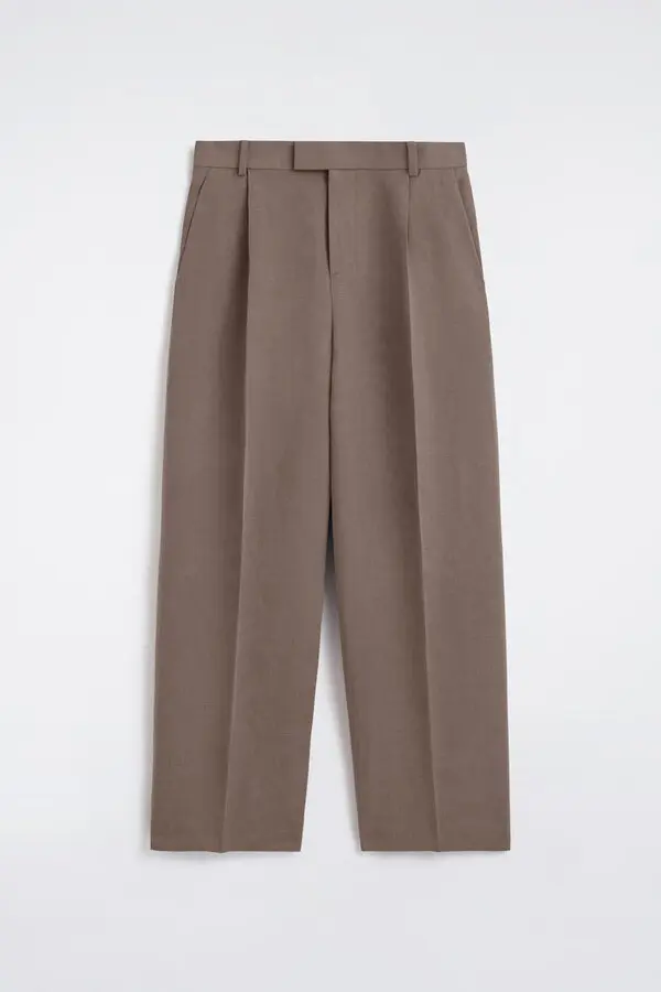Cos Linen-blend Wide-leg Pants - Brown