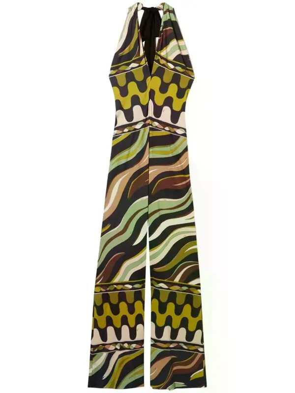 Emilio Pucci Fiamme-print Halterneck Jumpsuit