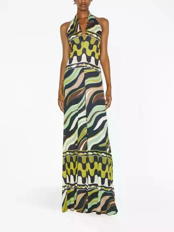 Emilio Pucci Fiamme-print Halterneck Jumpsuit