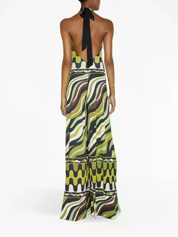 Emilio Pucci Fiamme-print Halterneck Jumpsuit
