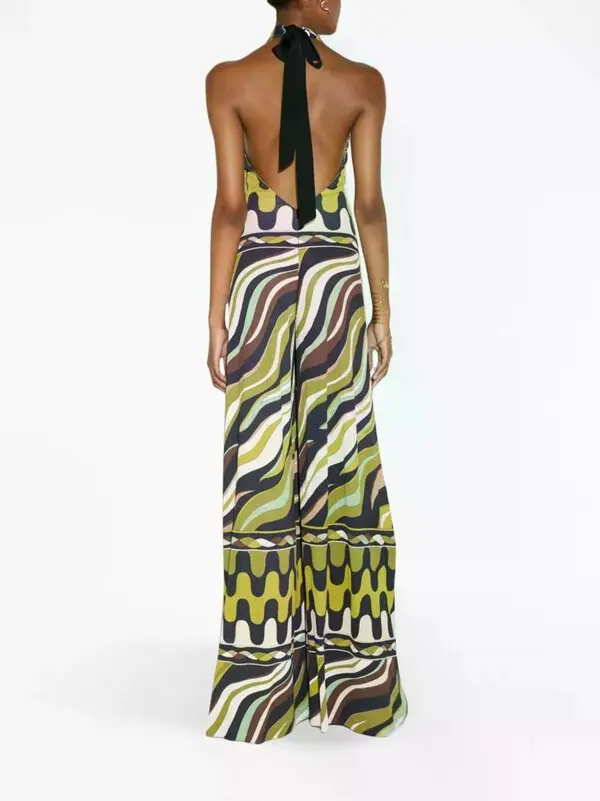 Emilio Pucci Fiamme-print Halterneck Jumpsuit