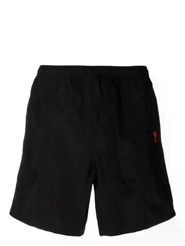 AMI Paris Embroidered-logo Swim Shorts - Black