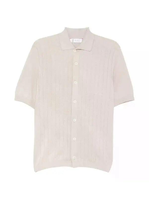 Brunello Cucinelli Ribbed Buttoned Polo Shirt