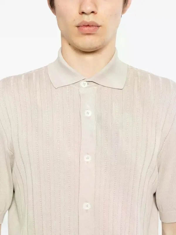 Brunello Cucinelli Ribbed Buttoned Polo Shirt