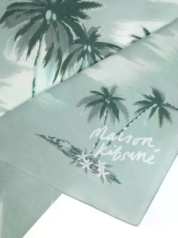 Maison Kitsuné Island-print Cotton Scarf