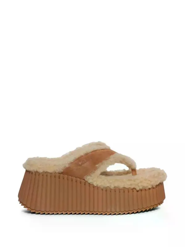 Chloé Shearling Flatform Sandals
