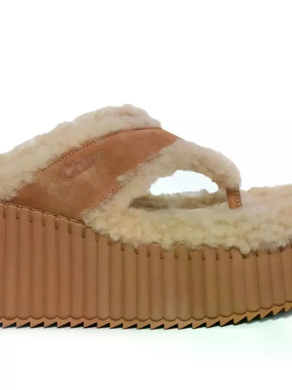 Chloé Shearling Flatform Sandals