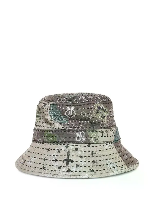 PARIS LAUNDRY Boro Print Bucket Hat - Grey