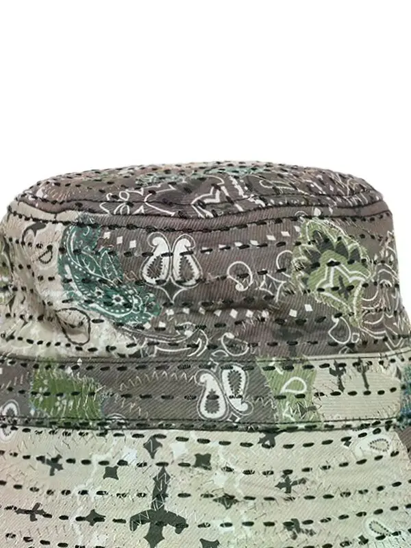 PARIS LAUNDRY Boro Print Bucket Hat - Grey