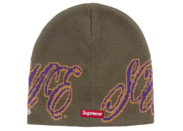 Supreme New Era Cursive Beanie - Olive