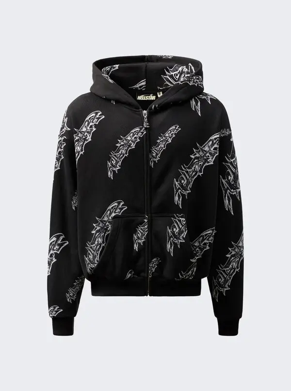 HELLSTAR Roll Print Zip-up Hoodie - Black