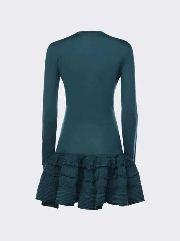 ALAÃA Long Sleeve Ruffle Hem Dress