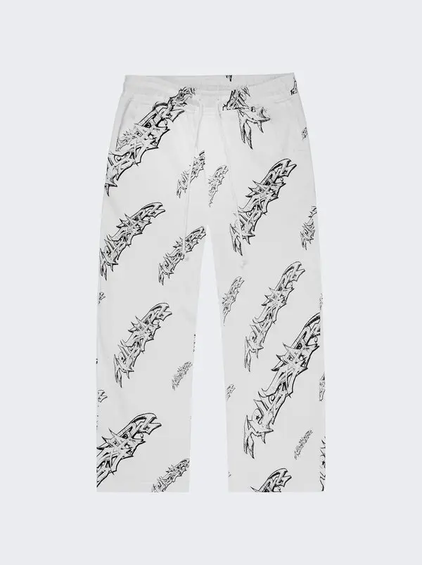 HELLSTAR Roll Print Graffiti Baggy Sweatpant - White