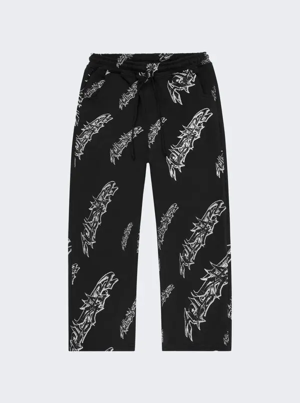 HELLSTAR Roll Print Graffiti Baggy Sweatpant - Black