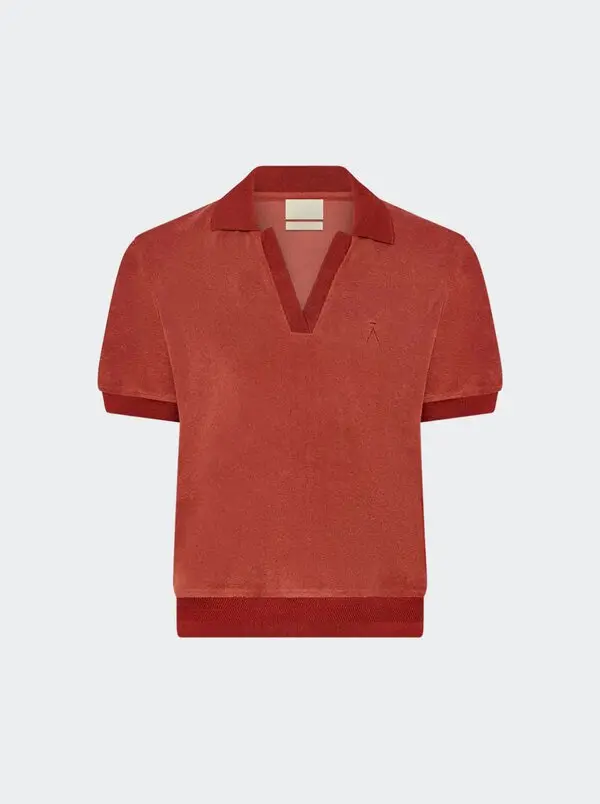 AMAN TENNIS CLUB Terry V-neck Polo Sweater
