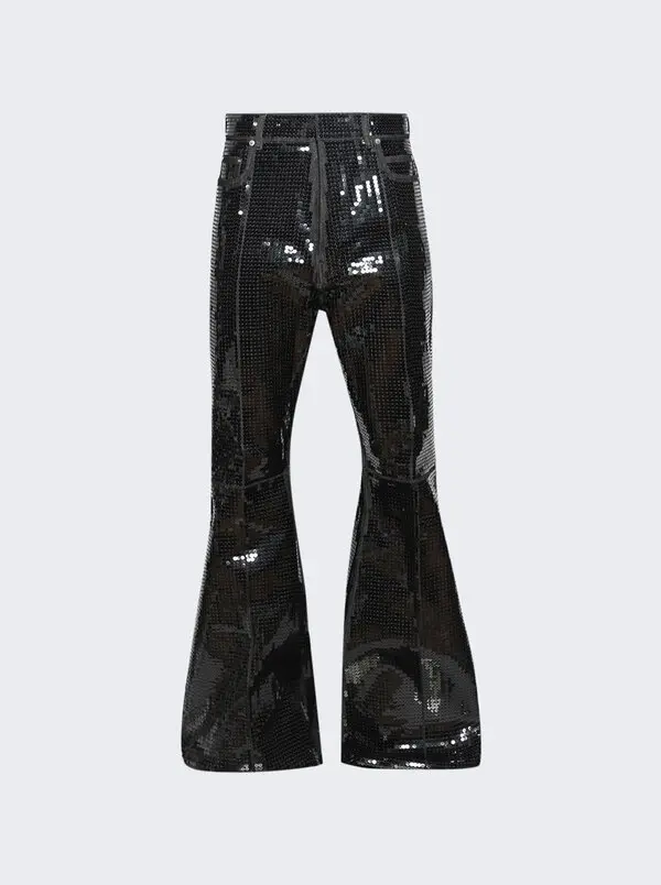 Rick Owens Bolan Bootcut Embroidered Denim Trousers - Black