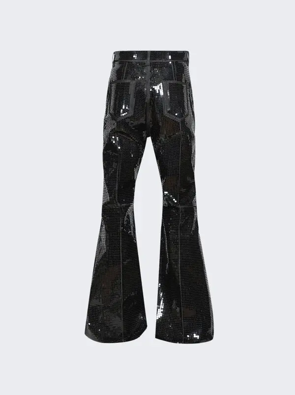 Rick Owens Bolan Bootcut Embroidered Denim Trousers - Black