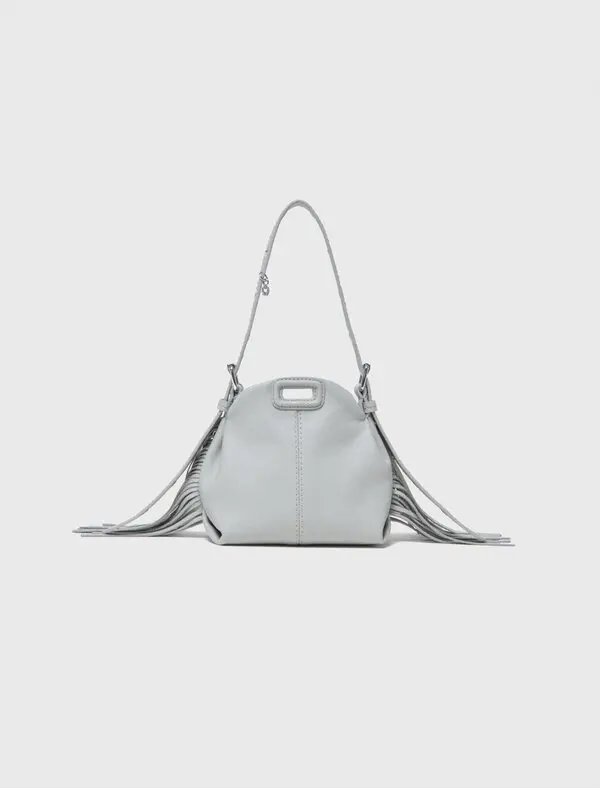 Maje Miss M Micro Grained Leather Bag - Light Grey