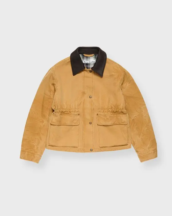 Acne Studios Canvas Jacket With Leather Collar - Rost