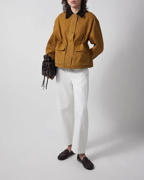 Acne Studios Canvas Jacket With Leather Collar - Rost