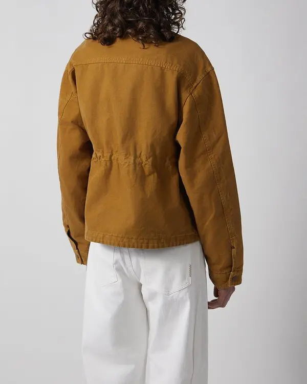 Acne Studios Canvas Jacket With Leather Collar - Rost
