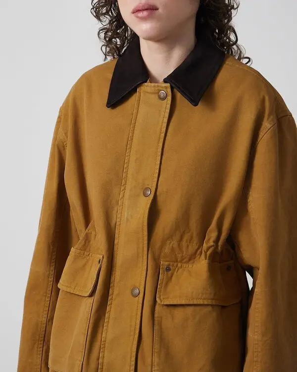 Acne Studios Canvas Jacket With Leather Collar - Rost