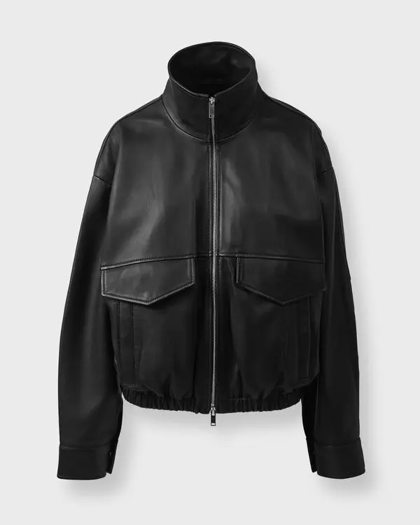 WAKAKUU Leather Bomber Jacket