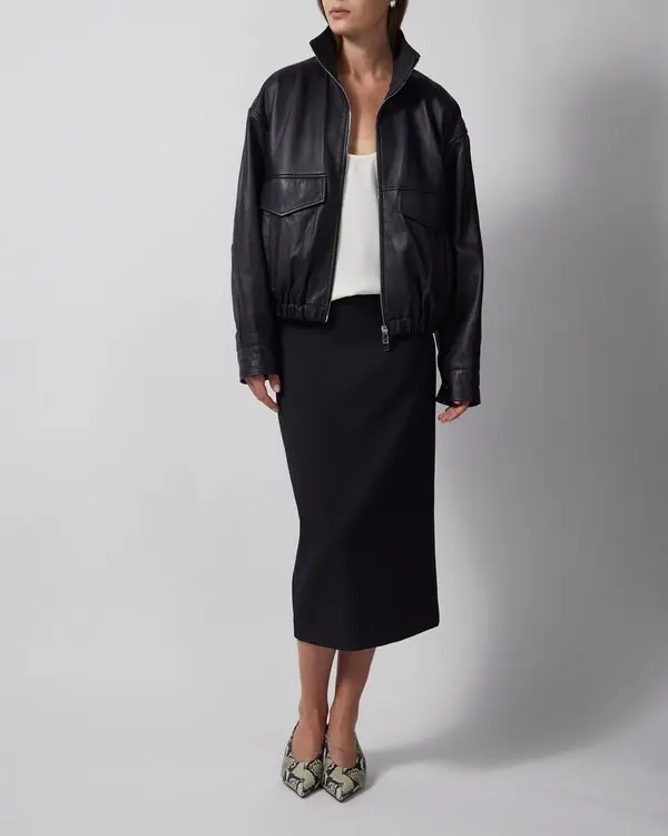 WAKAKUU Leather Bomber Jacket
