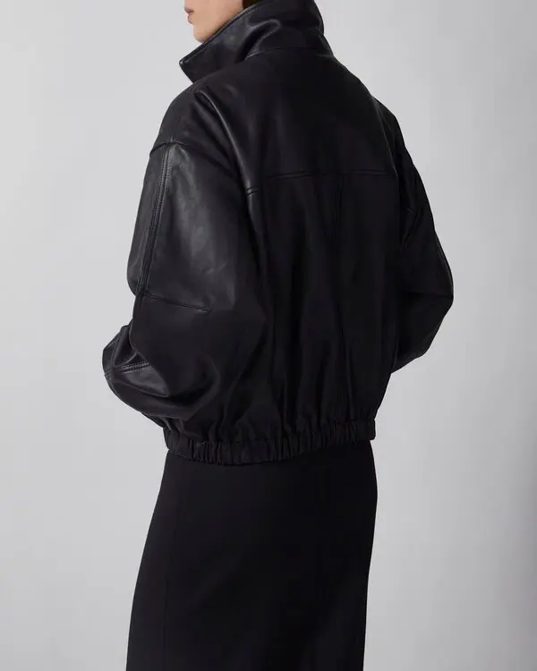 WAKAKUU Leather Bomber Jacket