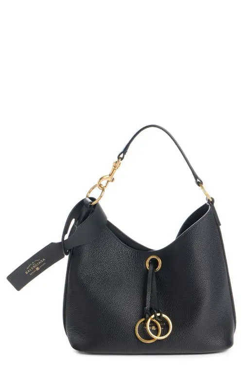 Balenciaga Small Carrie Grained Leather Hobo Bag - 1000 Black