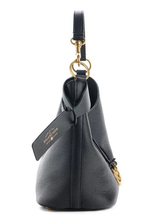Balenciaga Small Carrie Grained Leather Hobo Bag - 1000 Black