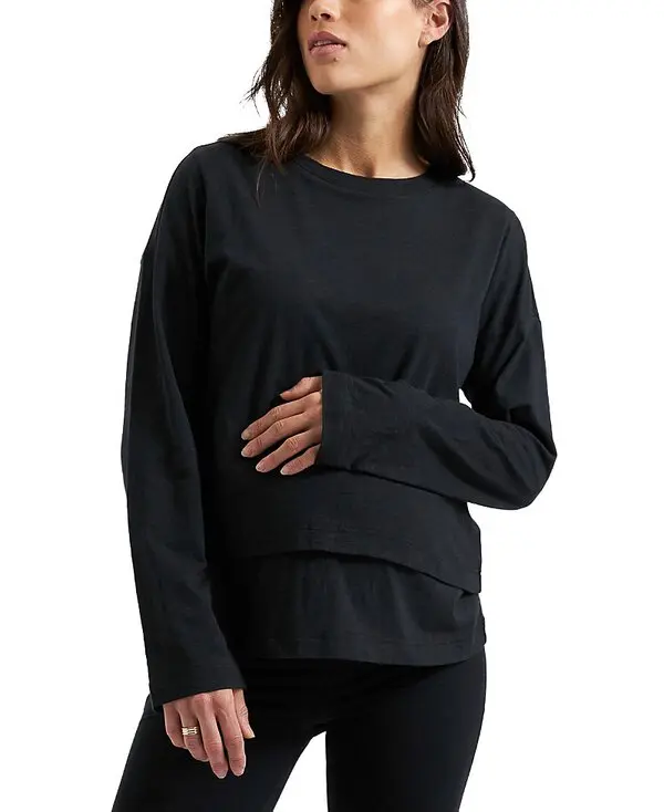 RIPE MATERNITY Long Sleeve Nursing Top - Black