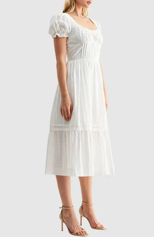 ALL IN FAVOR Pintuck Cotton Dobby Midi Dress