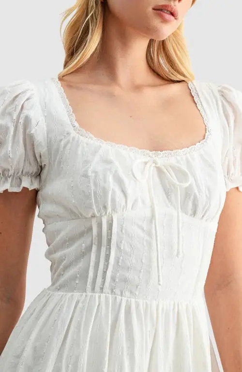 All In Favor Pintuck Cotton Dobby Midi Dress - White | Editorialist