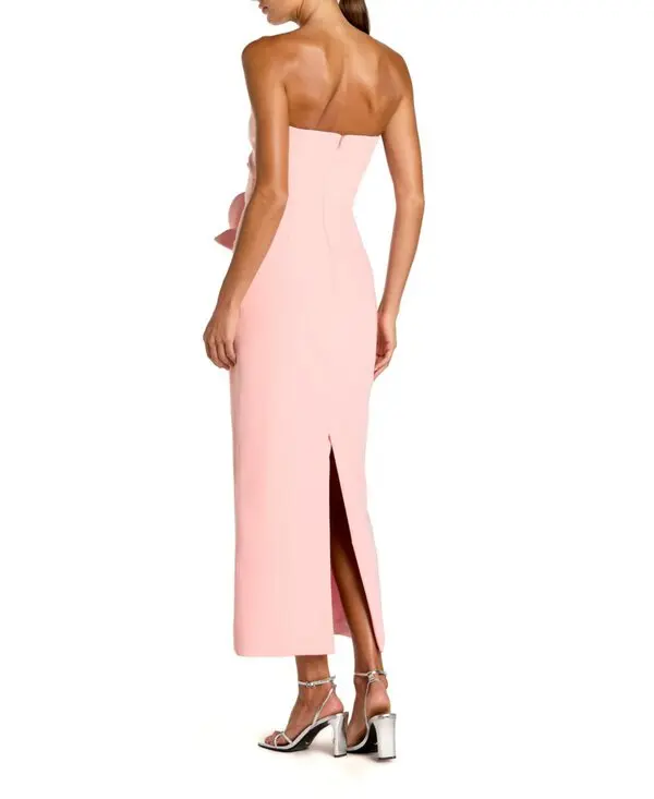 Mac Duggal Strapless Crepe Gown With 3d Satin Flowers
