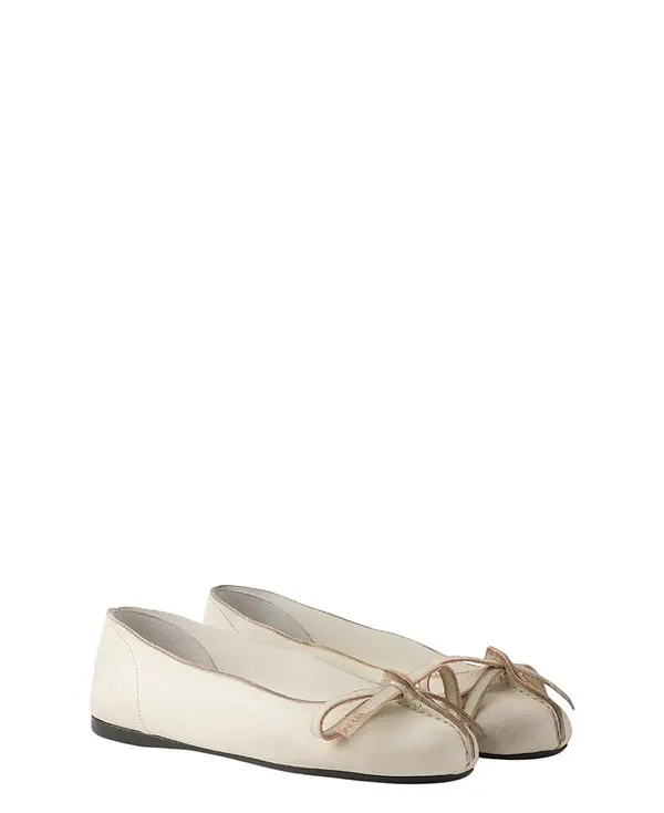 Prada Antiqued Leather Ballerinas - Neutral